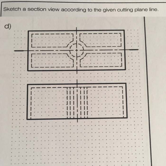 Solved Sketch a section view according to the given cutting | Chegg.com