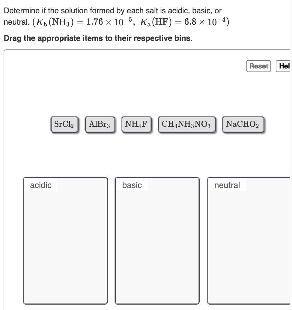Solved Determine if the solution formed by each salt is | Chegg.com