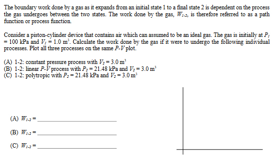 Solved The boundary work done by a gas as it expands from an | Chegg.com