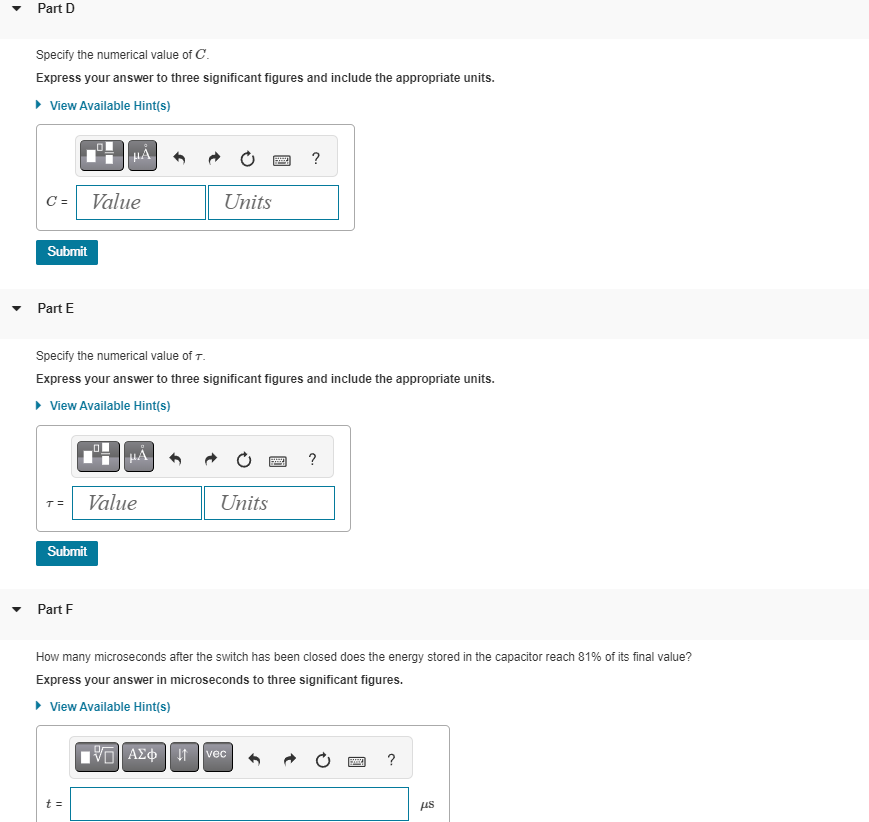 Part DSpecify the numerical value of C.Express your | Chegg.com