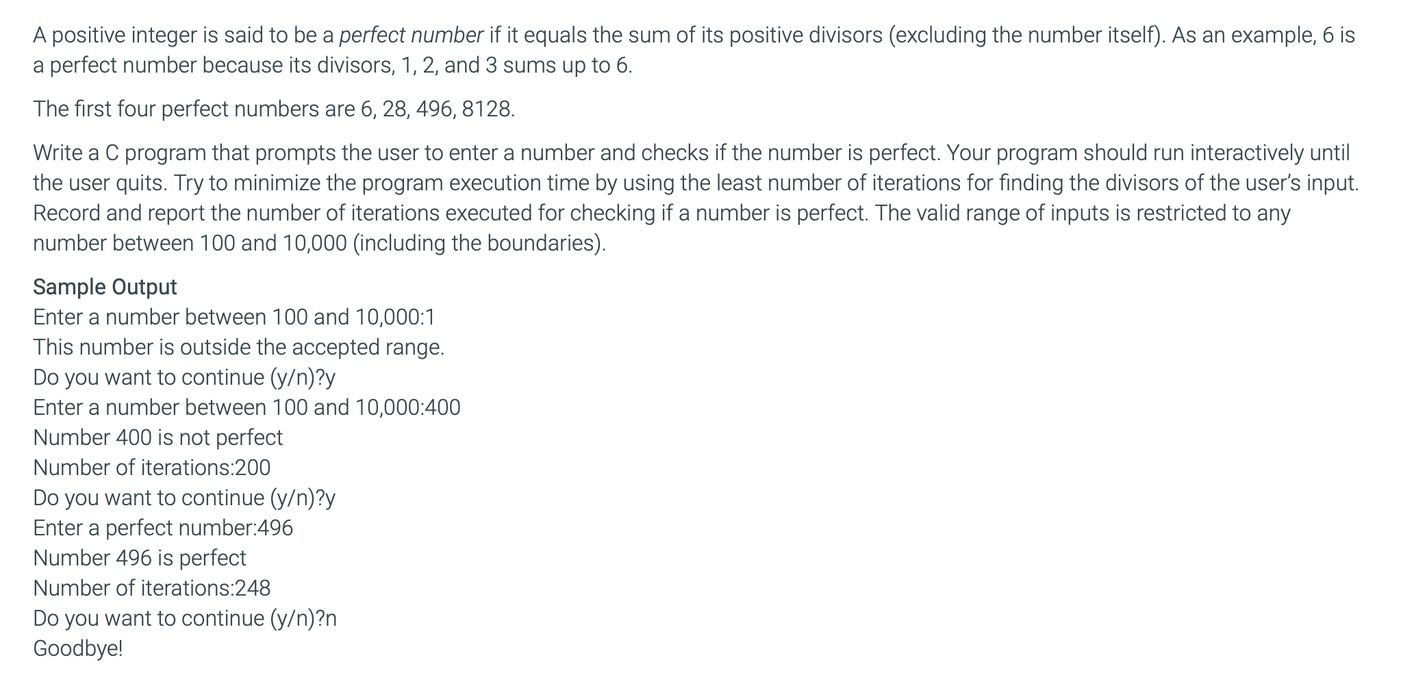 Solved A positive integer is said to be a perfect number if | Chegg.com