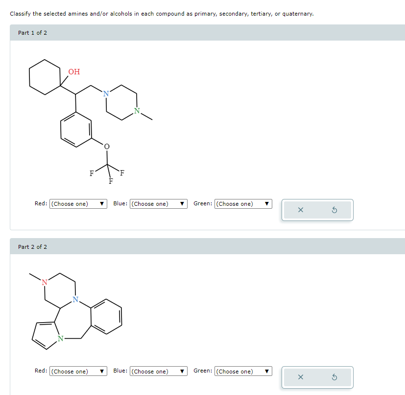 Solved Classify the selected amines and/or alcohols in each | Chegg.com