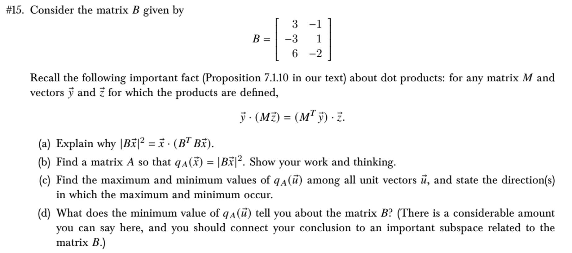 Solved #15. ﻿Consider the matrix B ﻿given | Chegg.com