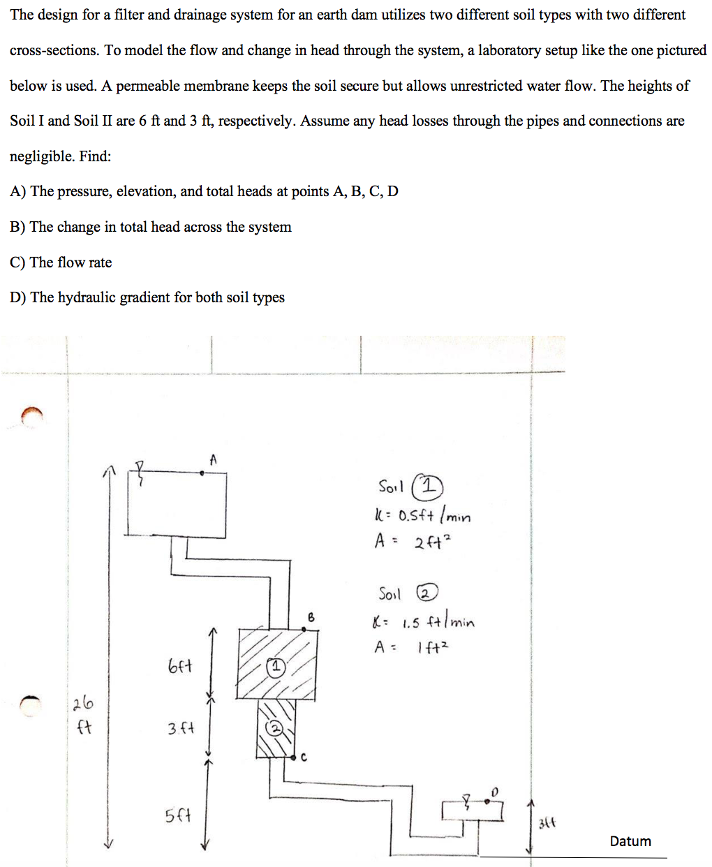 Solved The design for a filter and drainage system for an | Chegg.com