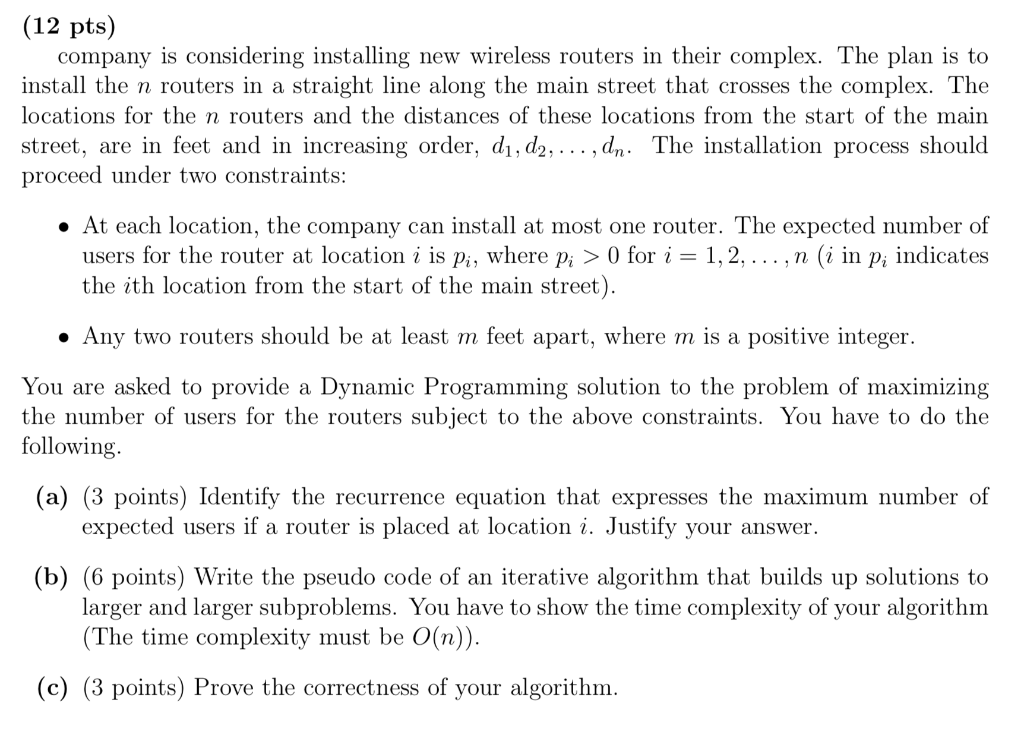 (12 pts) company is considering installing new | Chegg.com