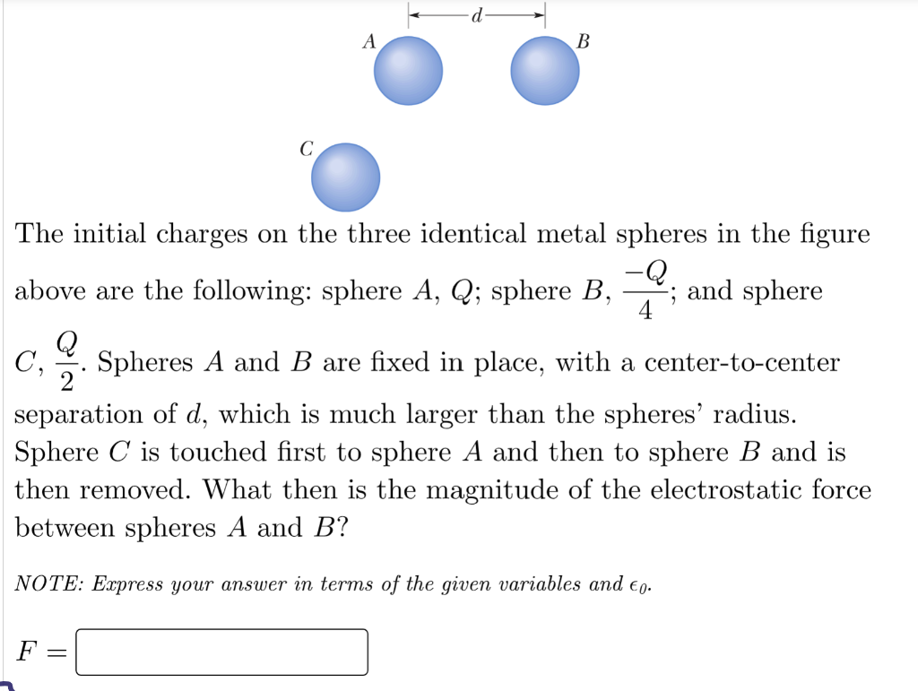 Solved The initial charges on the three identical metal | Chegg.com