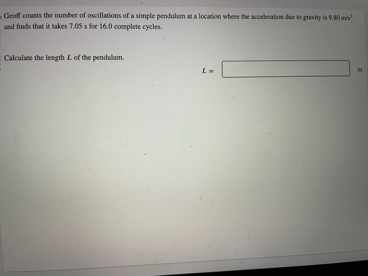 Solved Geoff counts the number of oscillations of a simple | Chegg.com