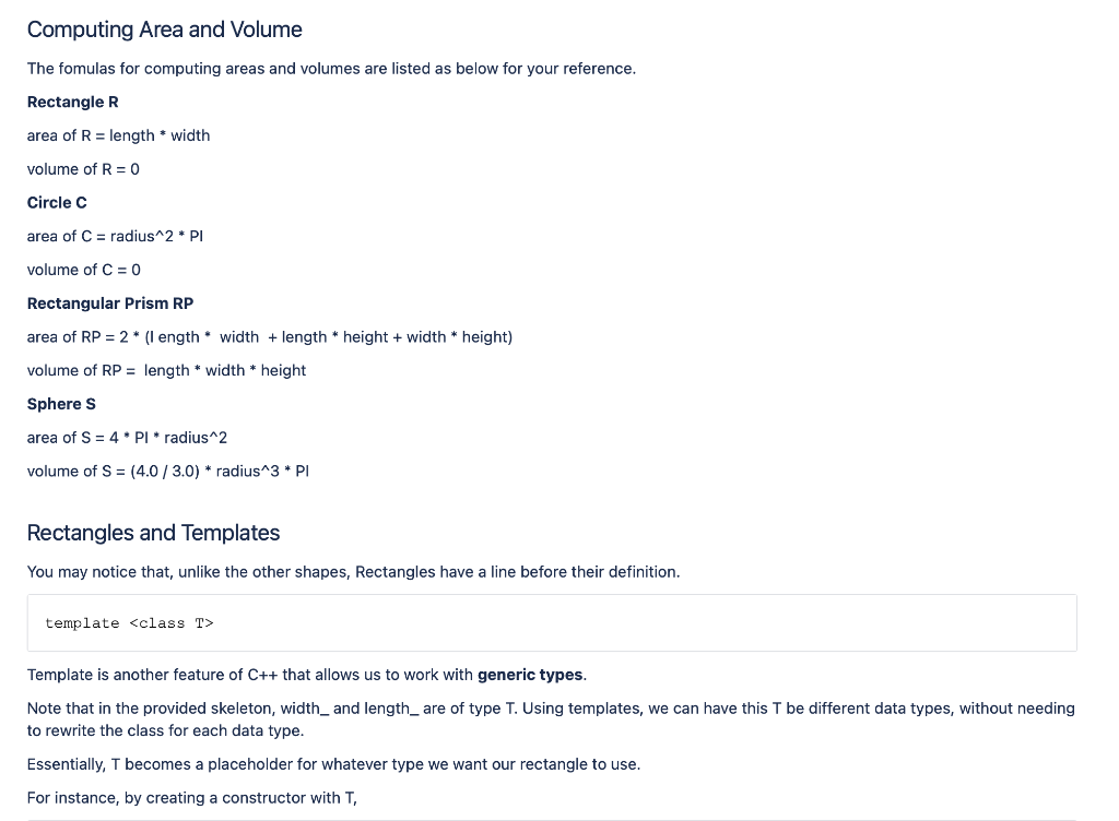 Solved Your task in MP8 is to implement the Shape hierarchy | Chegg.com