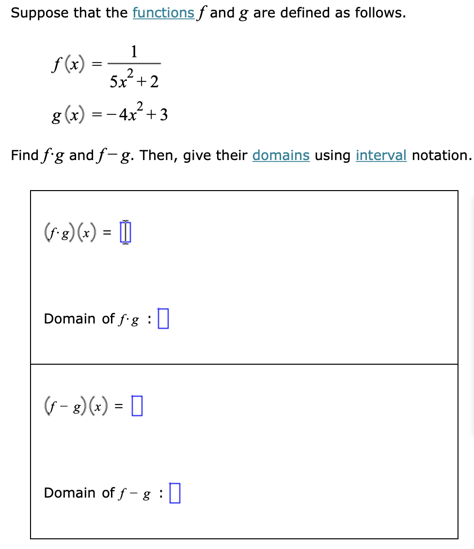 Solved Suppose that the functions f and g are defined as | Chegg.com