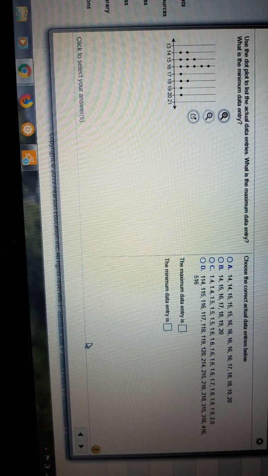 Solved oh Use the dot plot to list the actual data entries. | Chegg.com