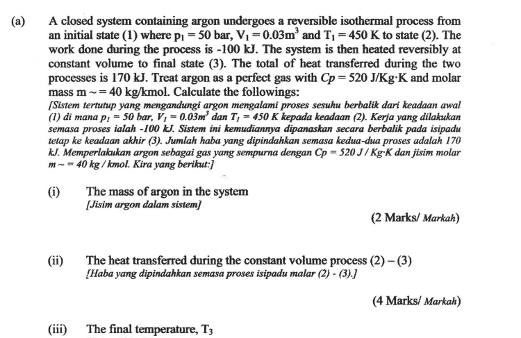 Solved A closed system containing argon undergoes a | Chegg.com