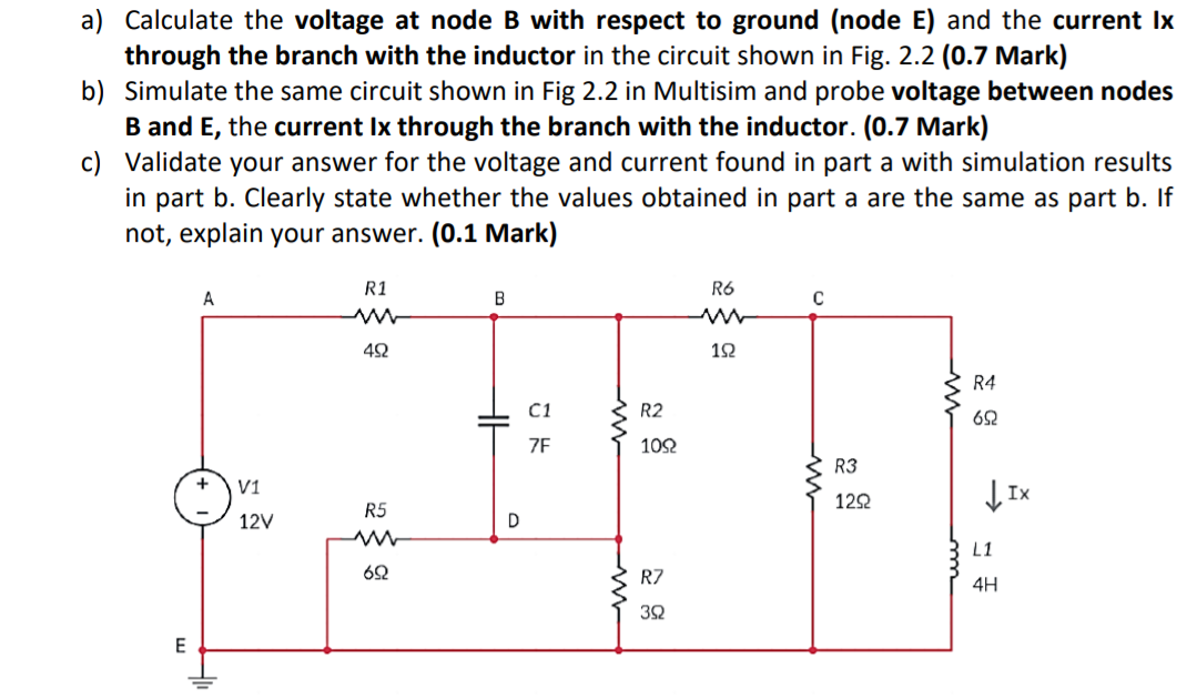 Solved a) Calculate the voltage at node B with respect to | Chegg.com