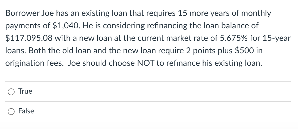 Borrower Joe has an existing loan that requires 15 | Chegg.com