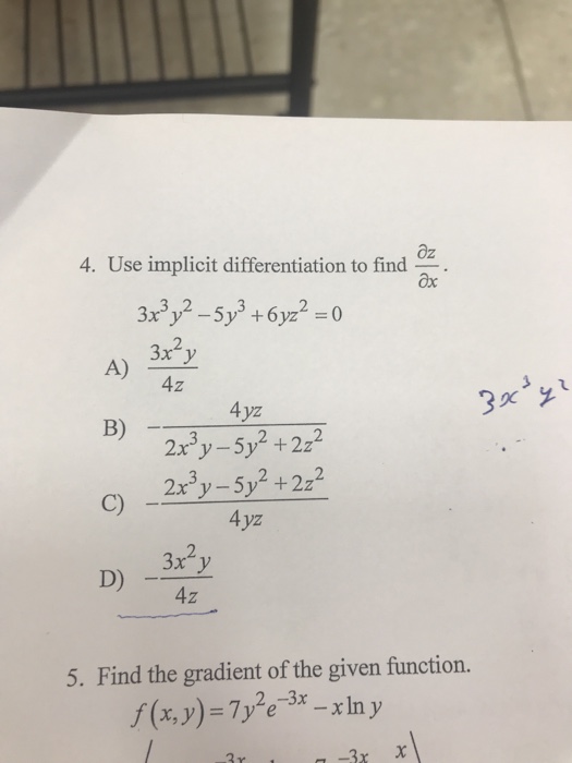Solved oz 4. Use implicit differentiation to find ?? 3x"? | Chegg.com