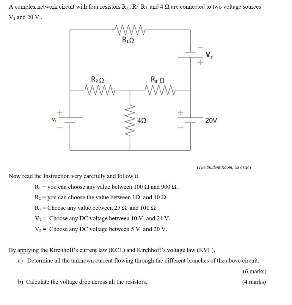 Solved A complex network circuit with four resistors R1, R2, | Chegg.com