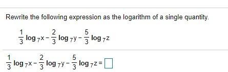 Solved Rewrite the following expression as the logarithm of | Chegg.com
