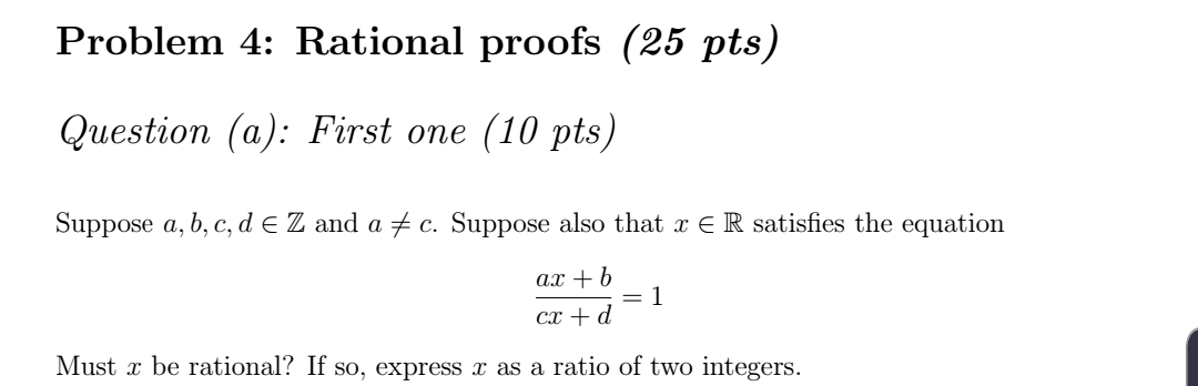 Solved Problem 4: Rational proofs (25 pts) Question (a): | Chegg.com