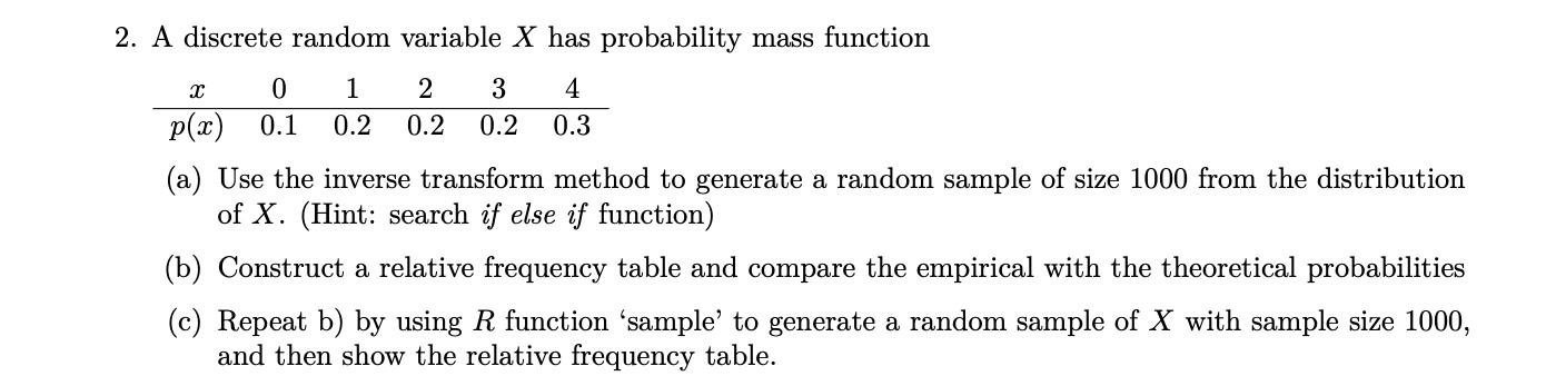 2. A discrete random variable X has probability mass | Chegg.com