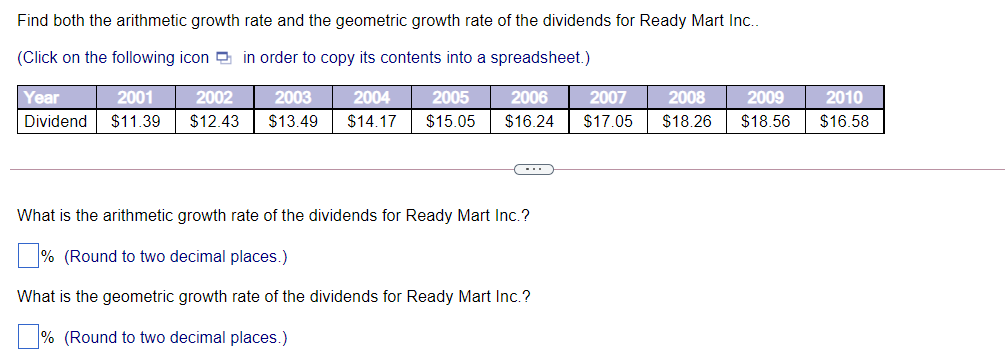 Solved Find both the arithmetic growth rate and the | Chegg.com