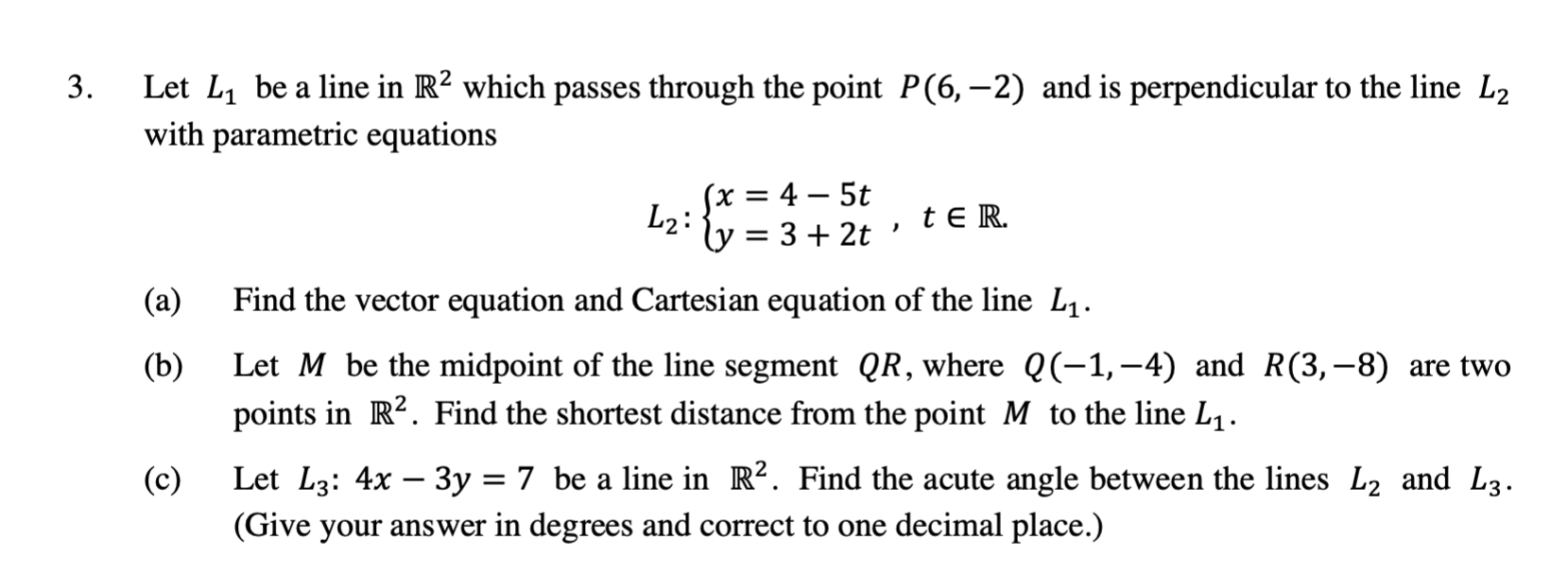 Solved Let L1 be ﻿a line in R2 ﻿which passes through the | Chegg.com