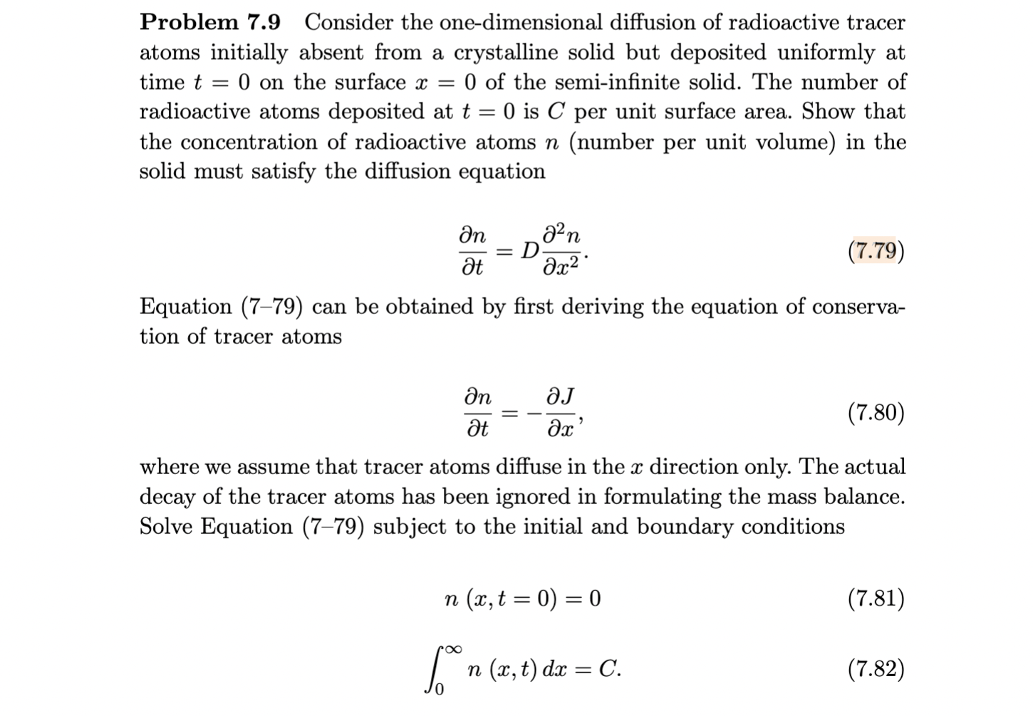 Solved Consider the one-dimensional diffusion of radioactive | Chegg.com