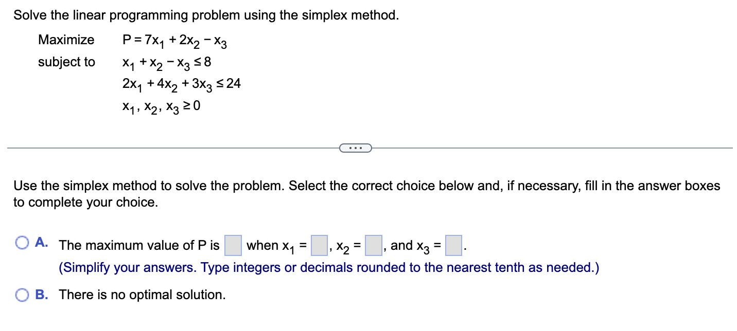 Solved Solve the linear programming problem using the | Chegg.com