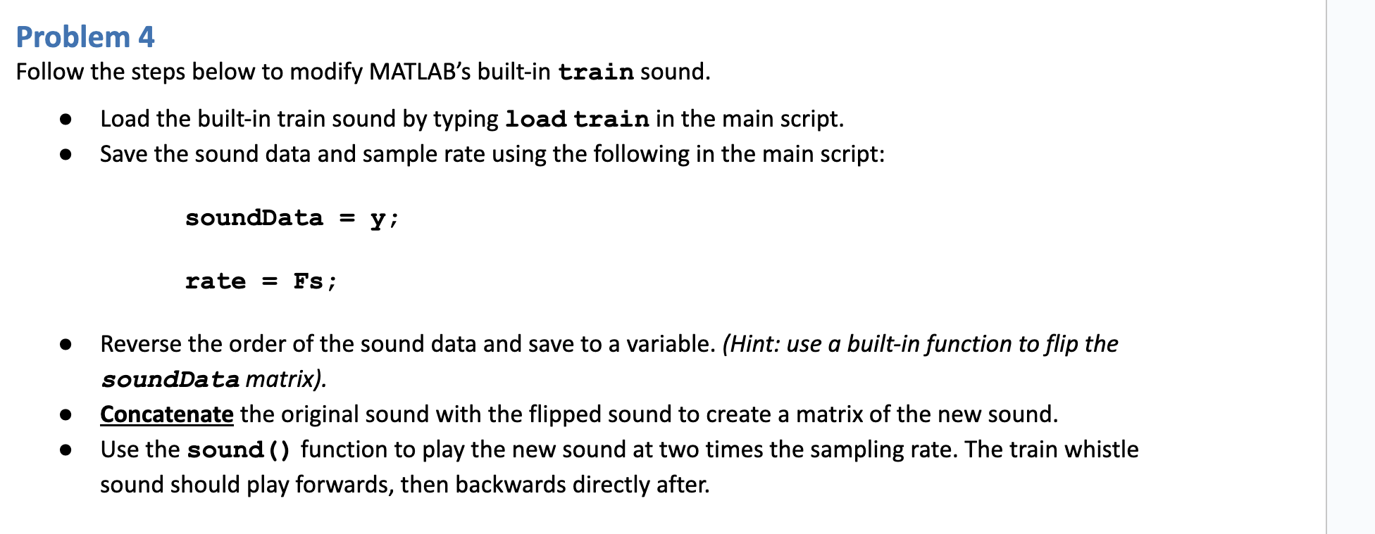 Solved Problem 4 Eollow the steps below to modify MATLAB's | Chegg.com