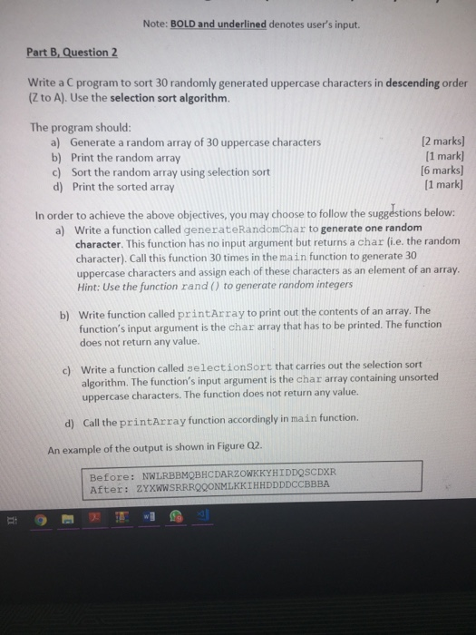Solved Part B, Question 1 Write a C program to sort 30 | Chegg.com
