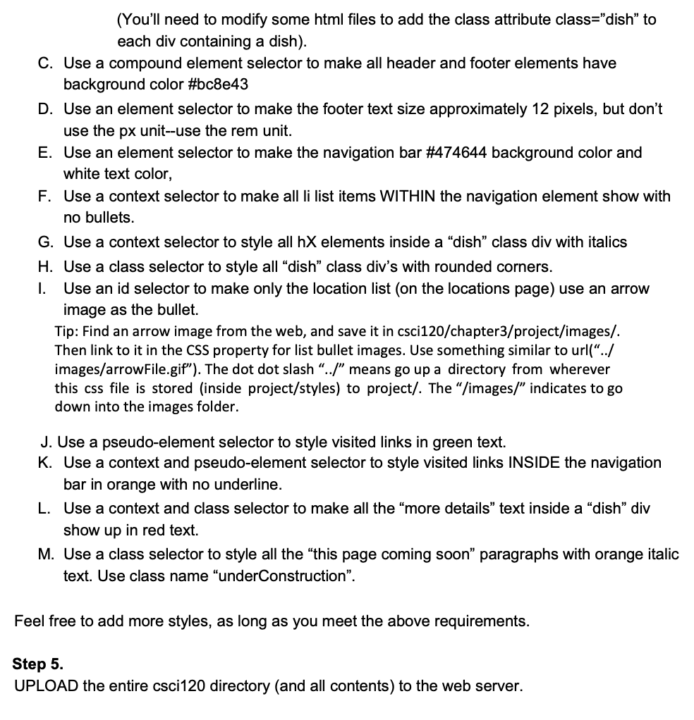 Solved Project 2 - CSS Return to your Food Fusion website, | Chegg.com