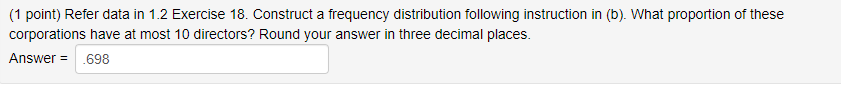 (1 point) Refer data in 1.2 Exercise 18. Construct a | Chegg.com