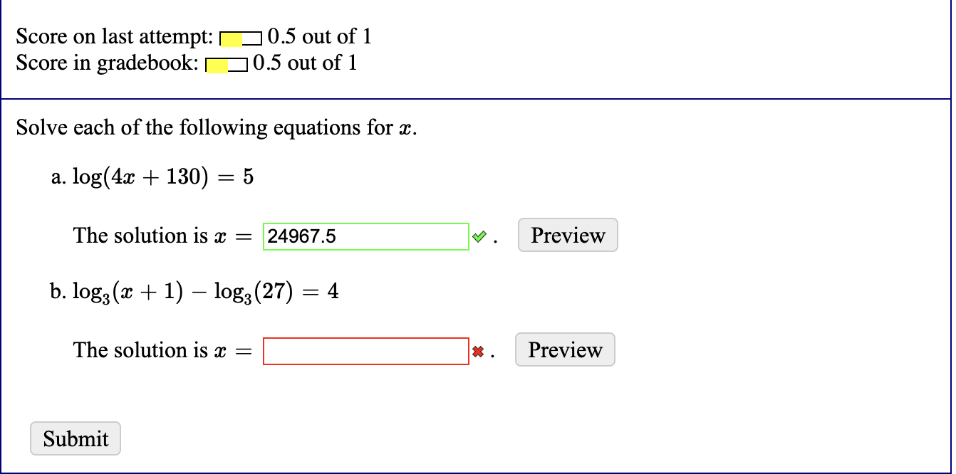 Solved \begin{tabular}{ll} Score on last attempt: & 0.5 out | Chegg.com