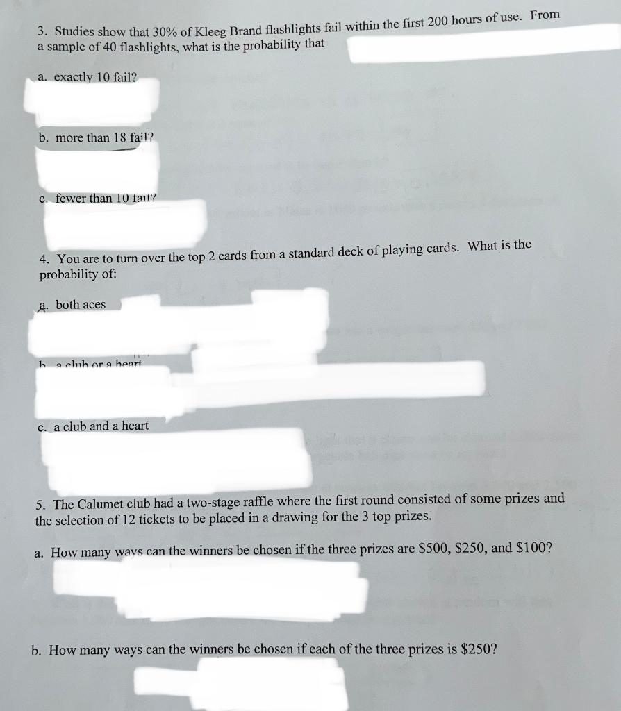 Solved 3. Studies show that 30% of Kleeg Brand flashlights | Chegg.com