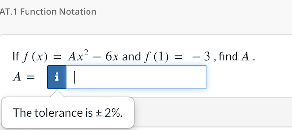 Solved AT.1 Function Notation If f(x)=Ax2−6x and f(1)=−3, | Chegg.com