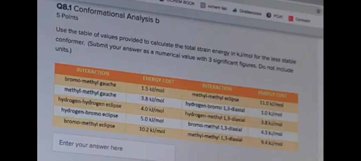 Solved Q8 Conformational Analysis 10 Points Consider the | Chegg.com