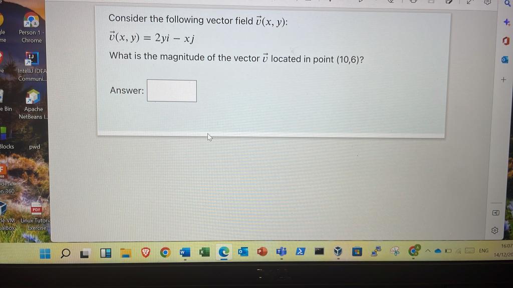 Solved Consider the following vector field v(x,y) : | Chegg.com