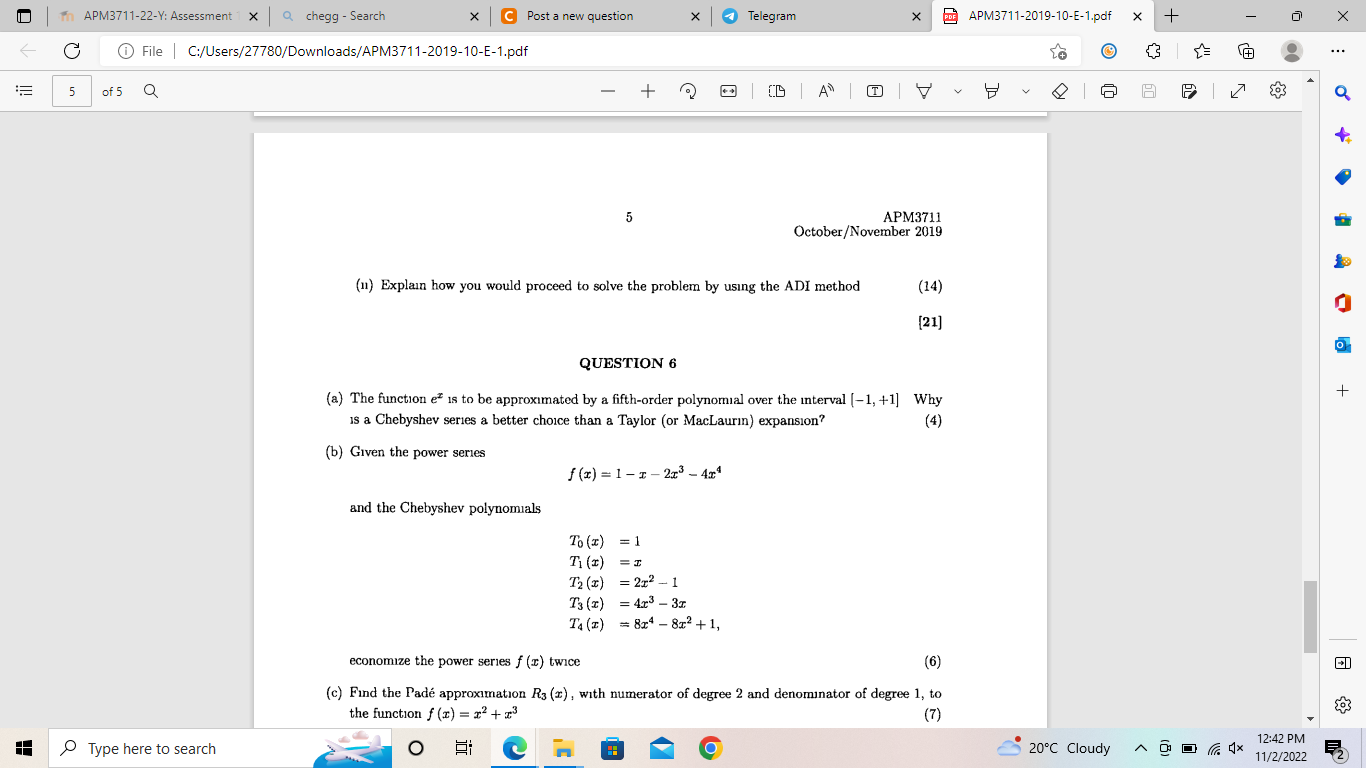 Solved (11) Explain how you would proceed to solve the | Chegg.com