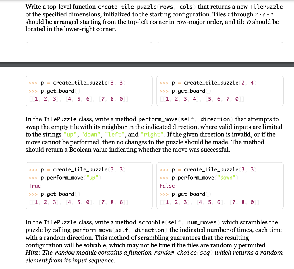 Solved 1. Tile Puzzle [40 points] Recall from class that the | Chegg.com