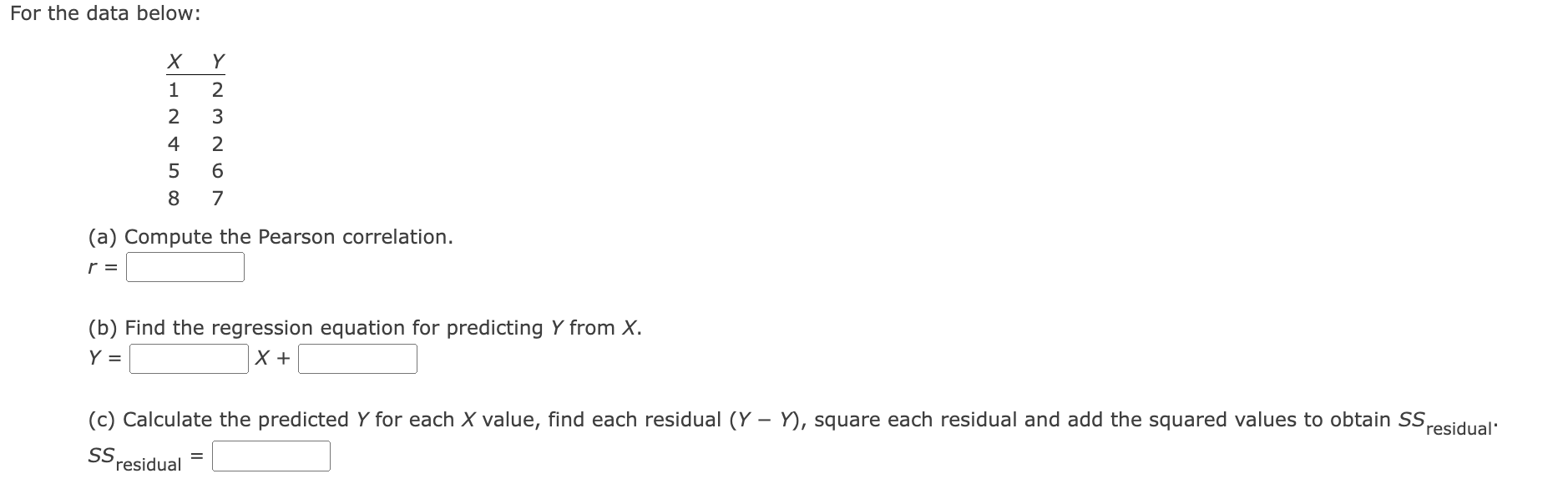 Solved For the data below: (a) Compute the Pearson | Chegg.com