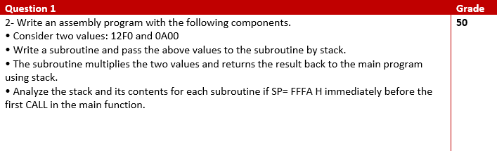 Solved 2- Write an assembly program with the following | Chegg.com