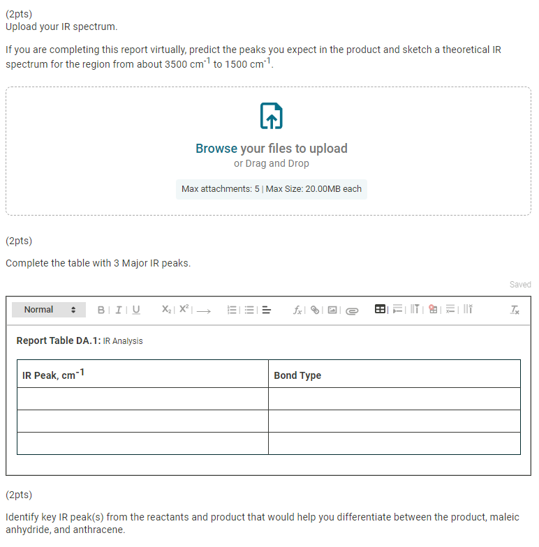 Solved (2pts)Upload your IR spectrum.If you are completing | Chegg.com
