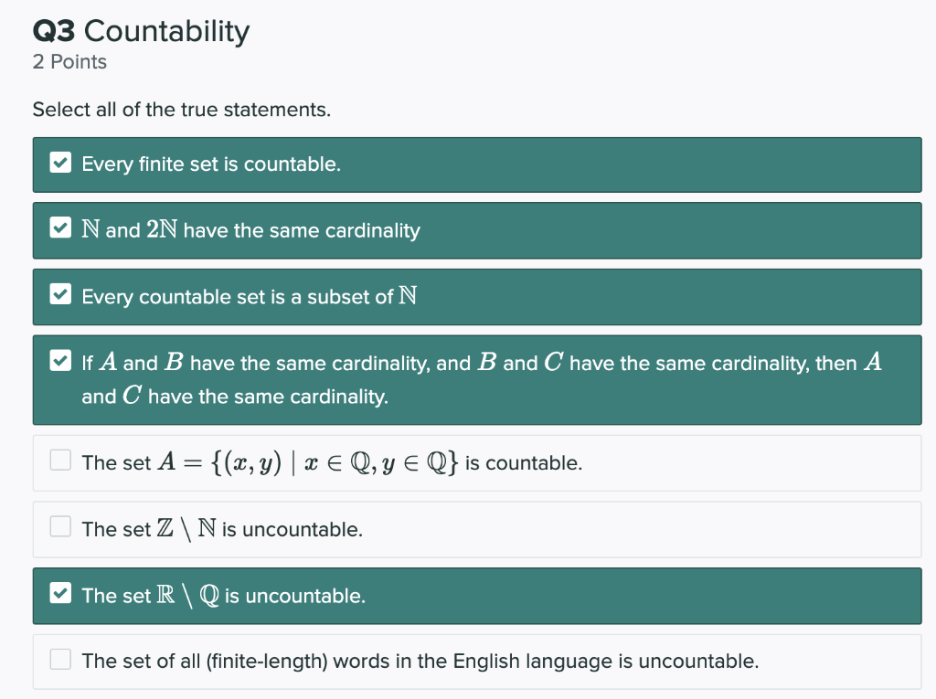 Solved The set Z\N is uncountable. The set R\Q is | Chegg.com