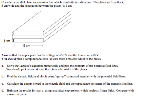 Consider a parallel plate transmission line which is | Chegg.com