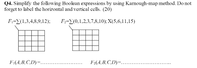 Solved Q4. Simplify the following Boolean expressions by | Chegg.com