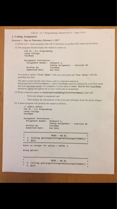 Solved Cis 25 C Programming Homework 1 Pape 2 Of 4 1 