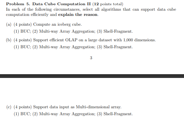 Solved Problem 5 Data Cube Computation Ii 12 Points Total
