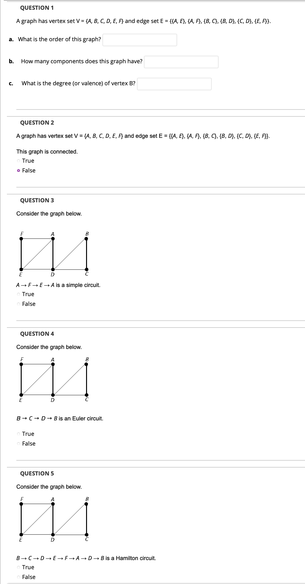 Solved QUESTION 1 A graph has vertex set V = {A, B, C, D, E, | Chegg.com