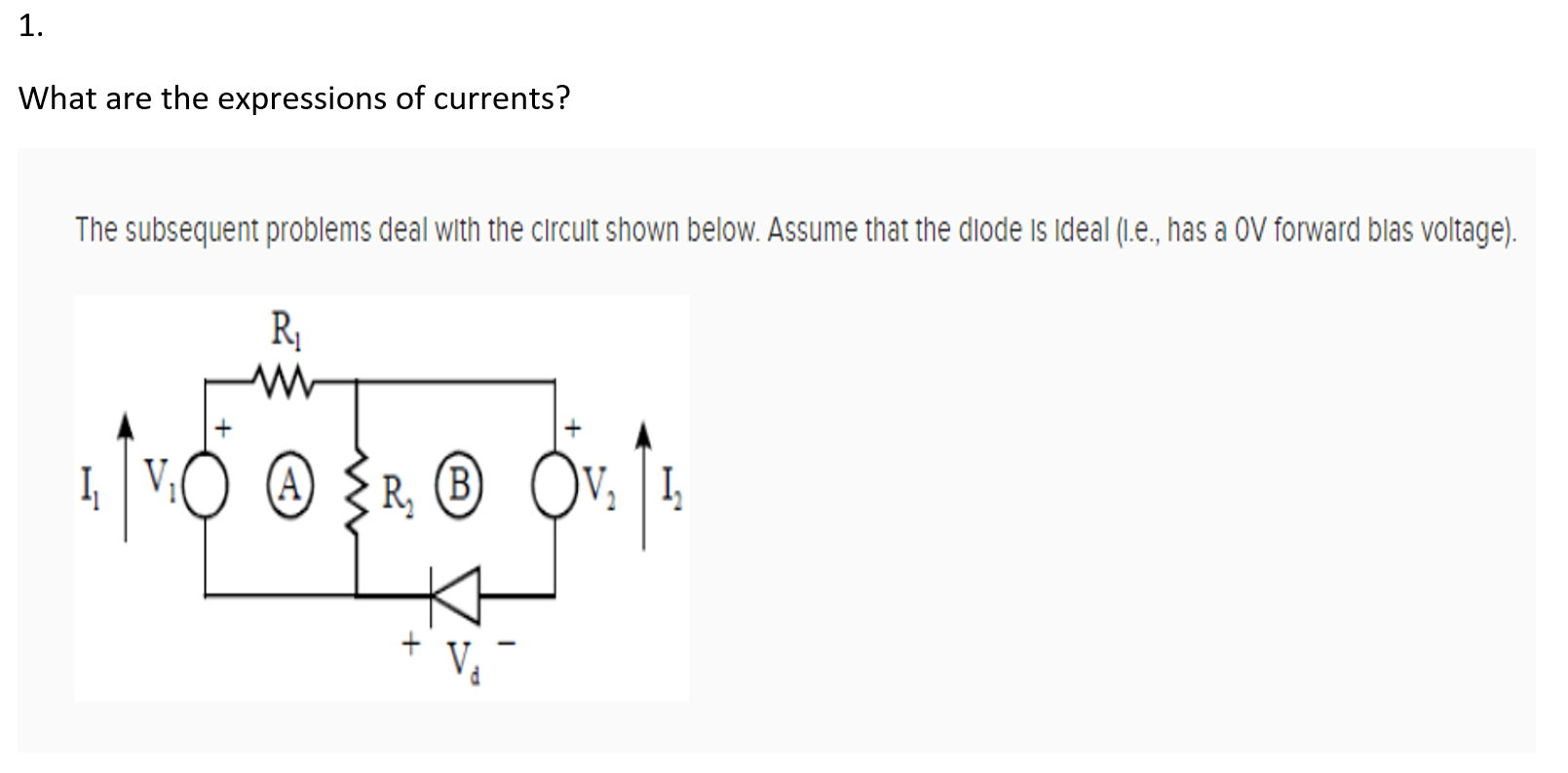Solved What are the expressions of currents? The subsequent | Chegg.com