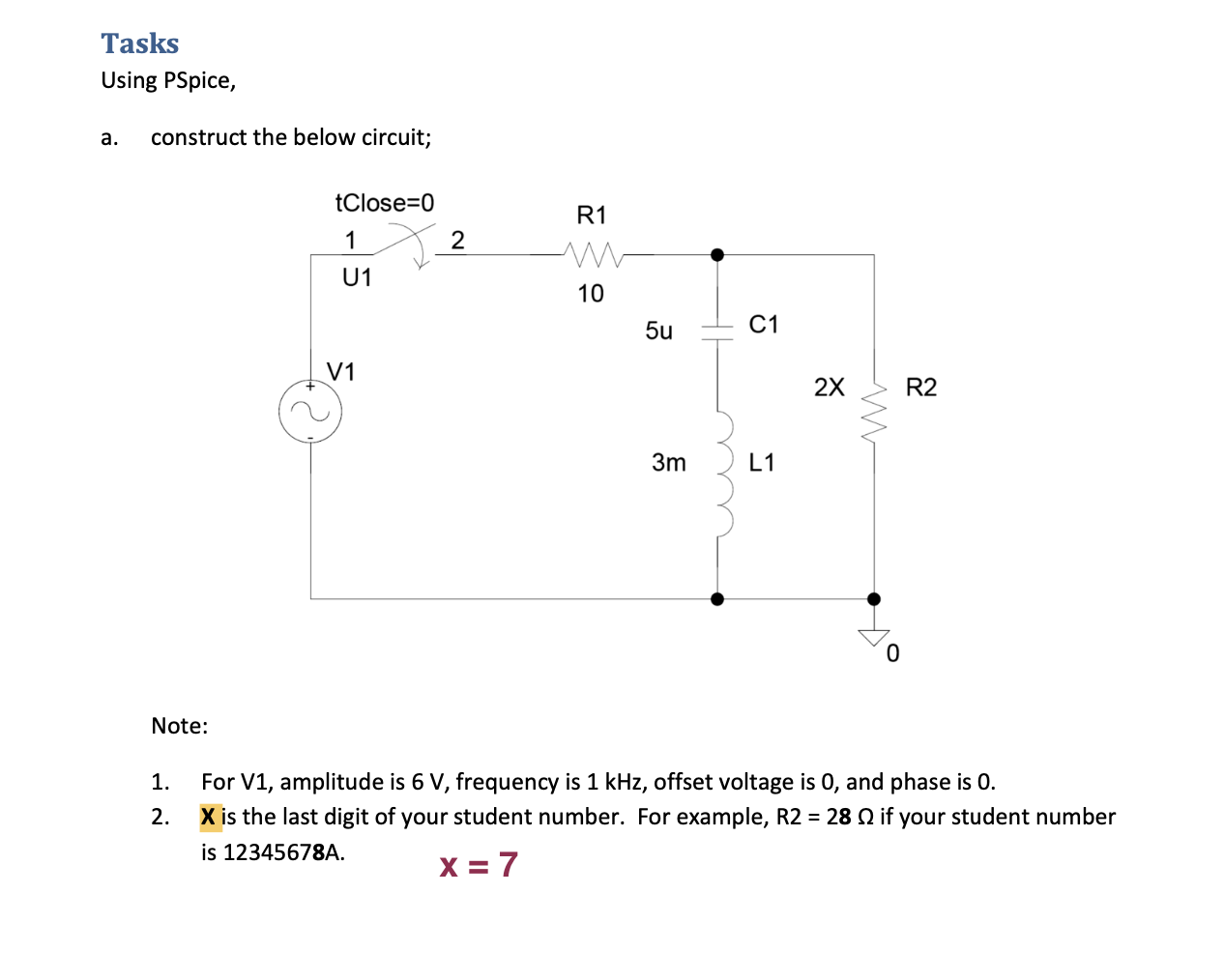 Tasks Using PSpice, a. construct the below circuit; | Chegg.com Tasks Using PSpice, a. construct the below circuit; | Chegg.com