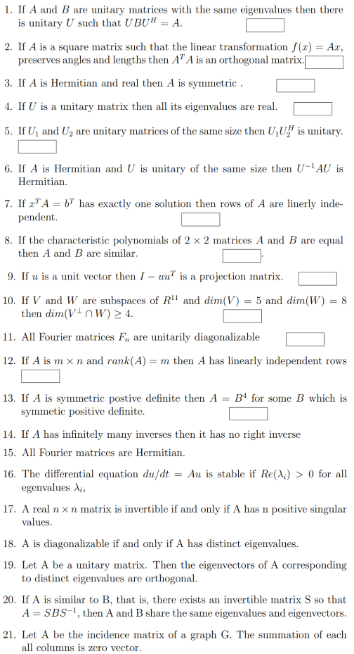 Solved 1. If A and B are unitary matrices with the same | Chegg.com