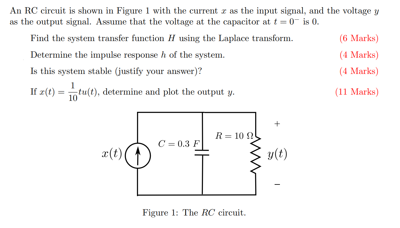 Solved An RC circuit is shown in Figure 1 with the current x | Chegg.com